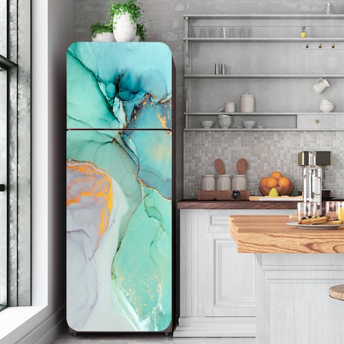 Pale Blue Marble Decal Not Metallic Fridge Cover Wall Fridge - Etsy