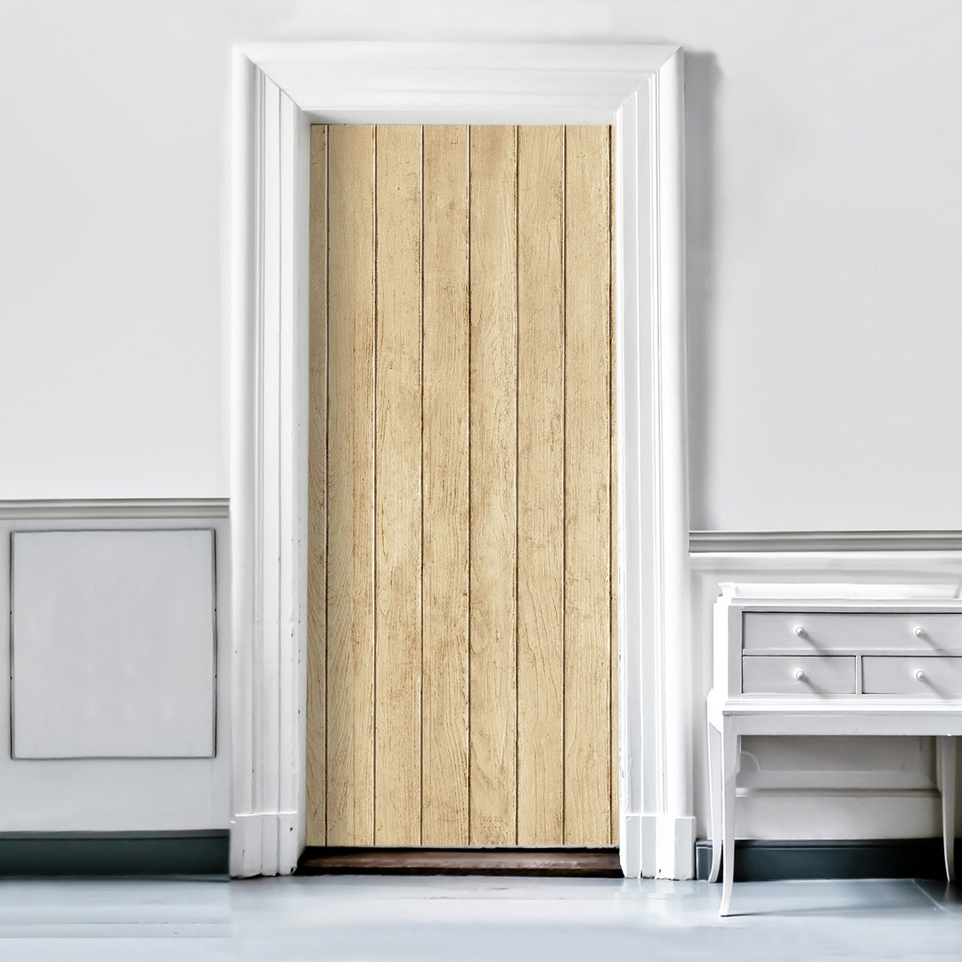 Vinyl Decal Light Brown Boards Door Print Stickers Peel & Stick Decal ...