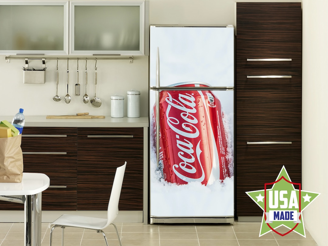 Coca Cola Inscription Decal Fridge Cover Wall Fridge Stickers , Self ...