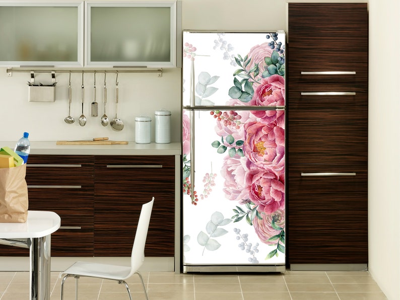 Peony Flower Decal Fridge Peonies Floral Wall Fridge | Etsy
