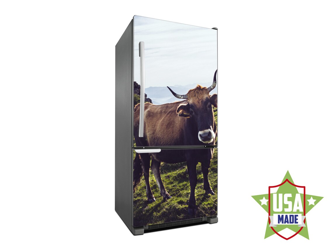 Cow Decal Fridge Wall Fridge Stickers Peel Stick, Self Adhesive Sticker ...