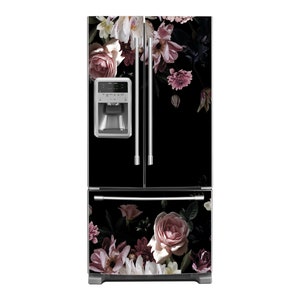 Dark Flower Decal Fridge,roses Floral Wall Fridge Stickers, Peel ...