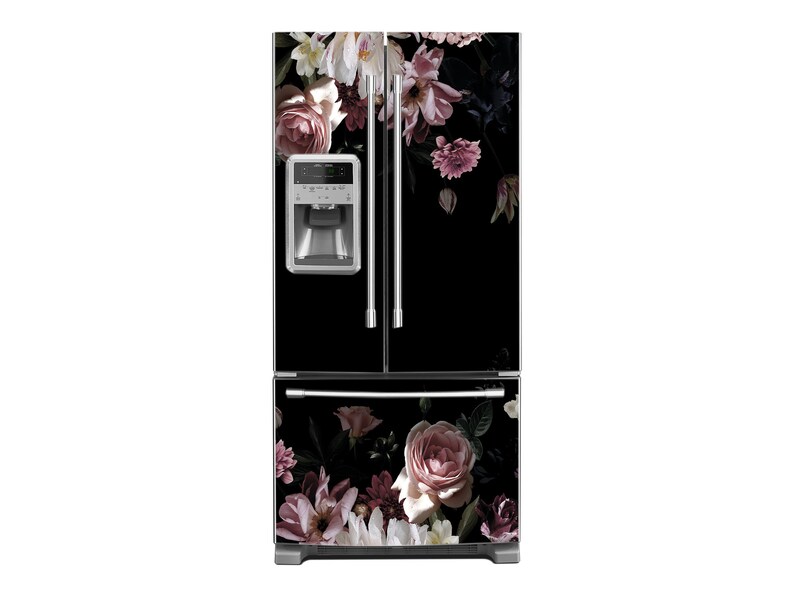 Dark Flower Decal Fridgeroses Floral Wall Fridge Stickers - Etsy