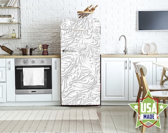 Flower Decal Fridge, Floral Wall Fridge Stickers, Peel & Stick Self ...