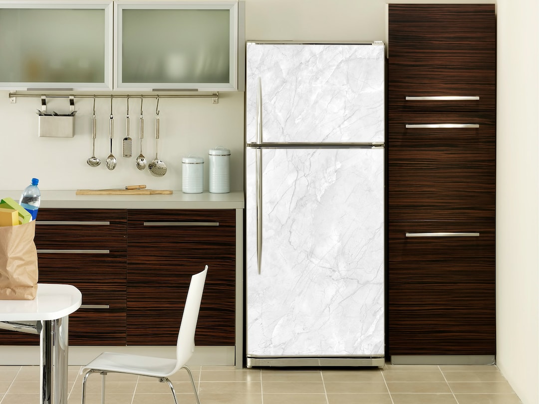 White Marble Fridge Wrap Refrigerator Cover Peel and Stick - Etsy