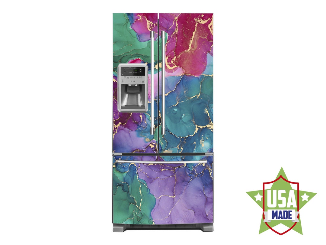 Multicolored Marble Decal Not Metallic Fridge Cover Wall Fridge ...