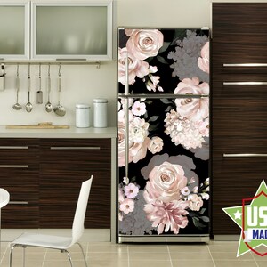 Dark Flower Decal Fridge,roses Floral Wall Fridge Stickers, Peel ...
