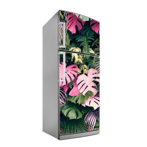 Tropical Leaves Decal Fridge, Floral Leaf Wall Fridge Stickers, Peel ...
