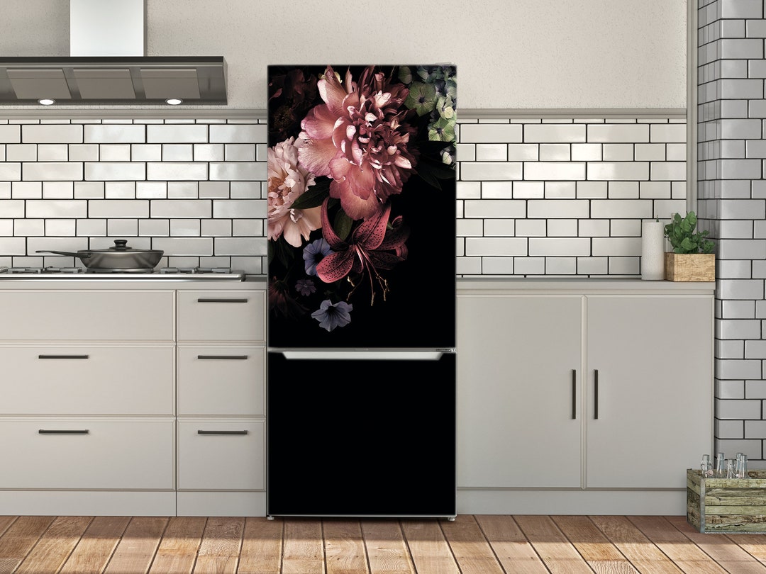 Dark Flower Decal Fridgeroses Floral Wall Fridge Stickers - Etsy