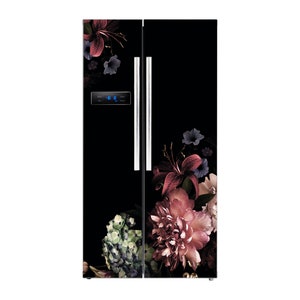 Dark Flower Decal Fridge,roses Floral Wall Fridge Stickers, Peel ...