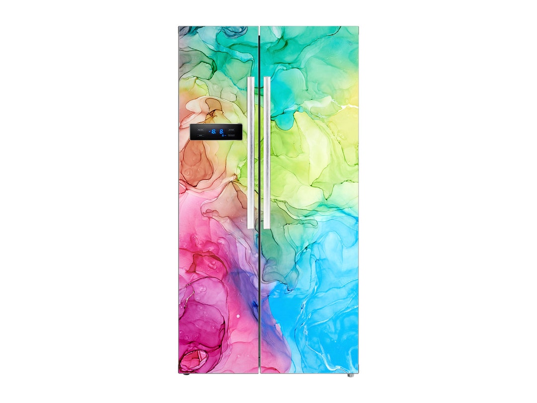 Rainbow Vinyl Wrap Removable, Marble Refrigerator Sticker Peel and ...