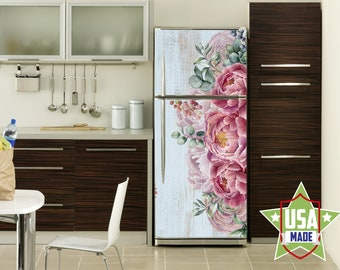 Flower Decal Fridge, Floral Wall Fridge Stickers, Peel & Stick Self ...