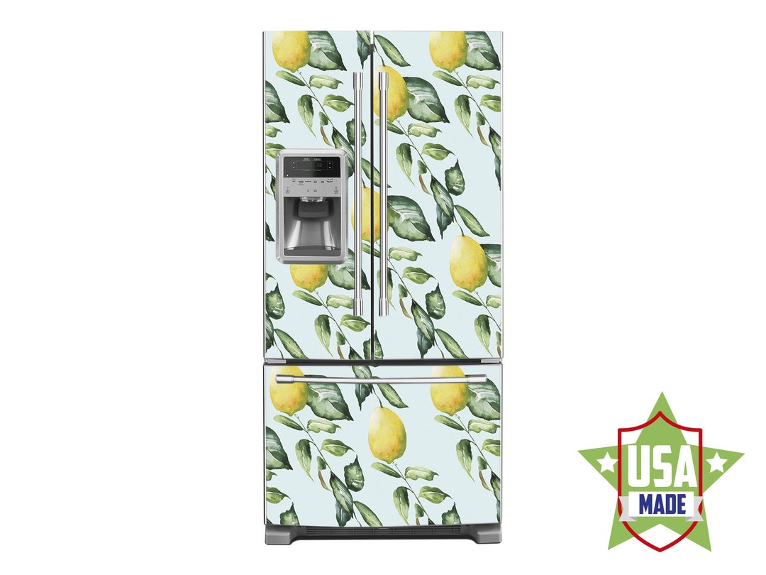 Watercolor Lemons Decal Fridge Cover Fruits Wall Fridge Stickers Peel ...