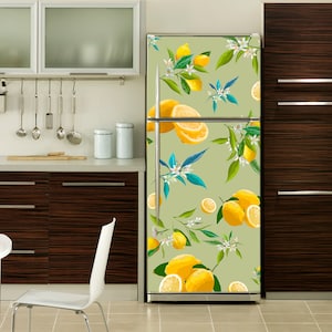 Watercolor Lemons Decal Fridge Cover Fruits Wall Fridge Stickers Peel ...