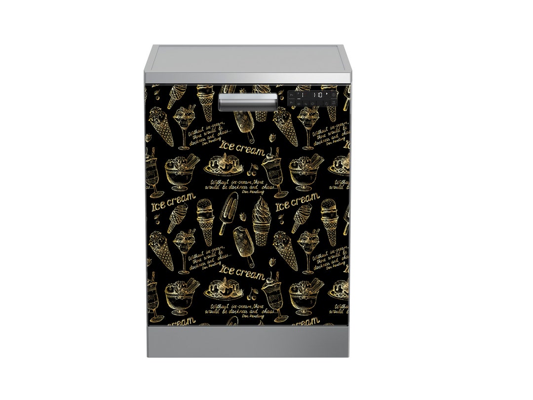 Dishwasher Machine Vinyl Stickers, Gold Metallic Ice Cream Decal, Peel ...