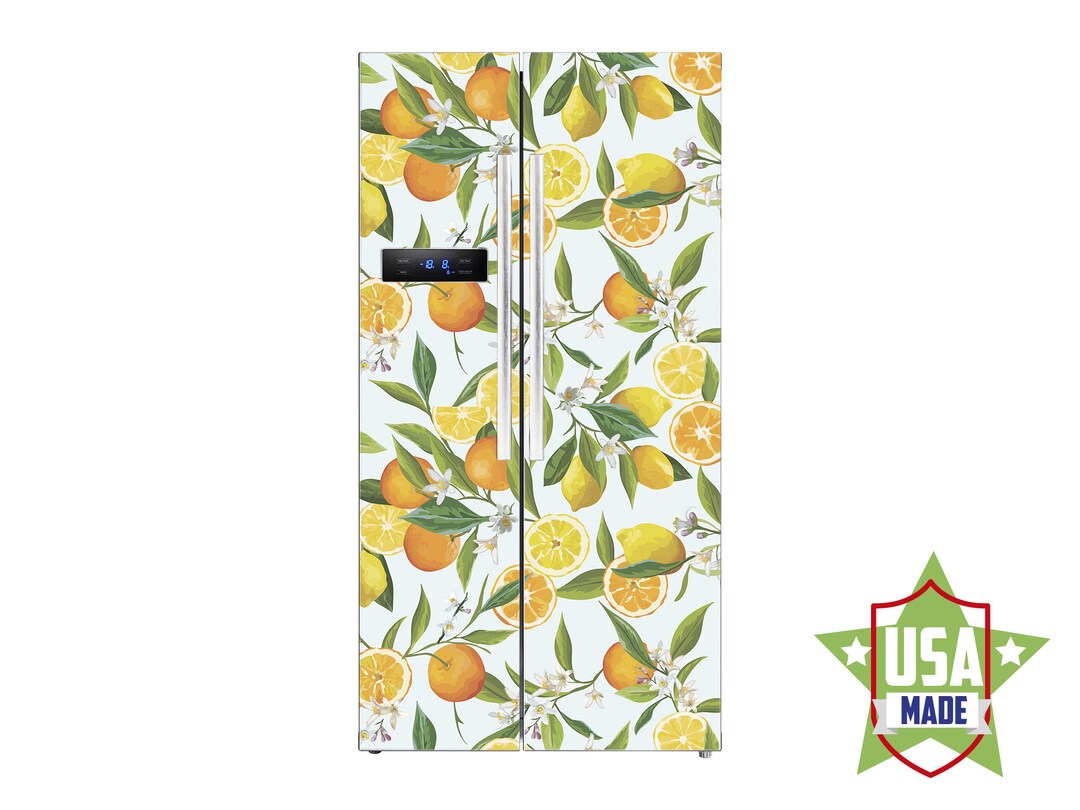 Watercolor Lemon Decal Fridge Cover Fruits Wall Fridge Stickers Peel ...