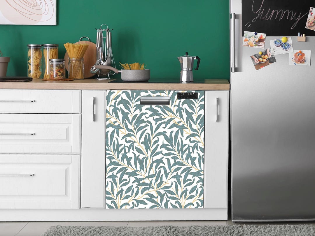 Dishwasher Machine Vinyl Stickers, Green Leaf Decal , Peel & Stick Self ...