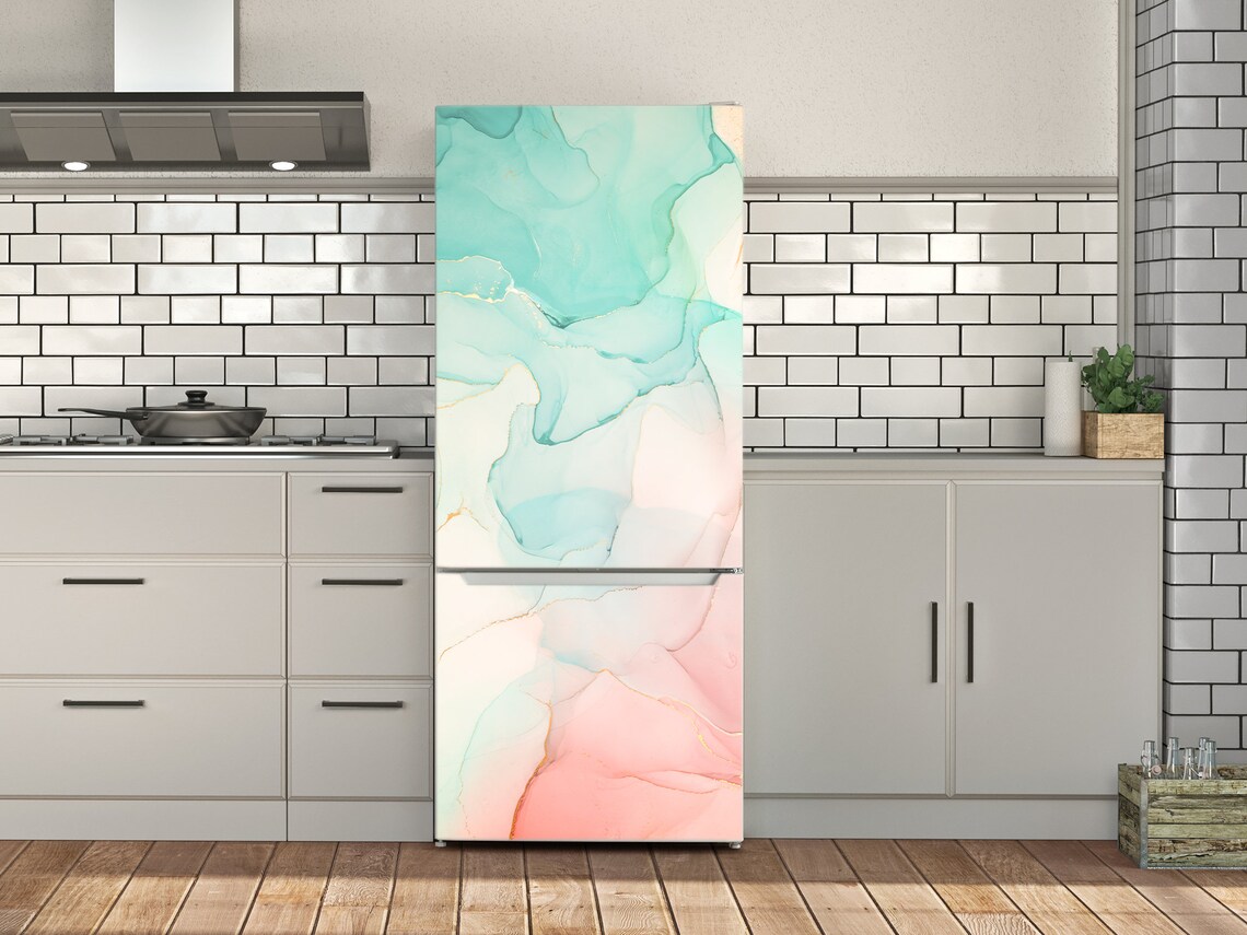 Soft Pastel Fridge Marble Decal Pink Cover Wall Fridge | Etsy