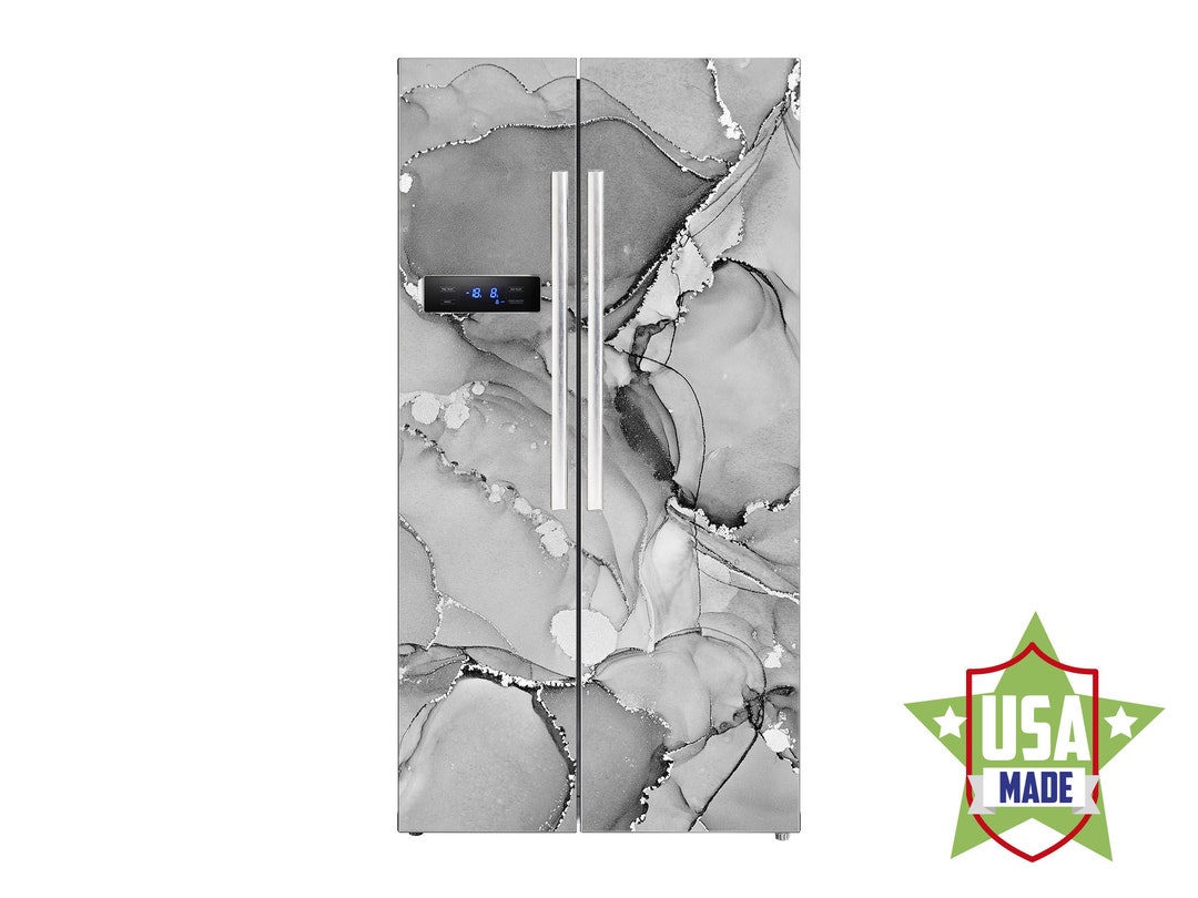 Gray Marble Decal Not Metallic Fridge Cover Wall Fridge Stickers Peel ...