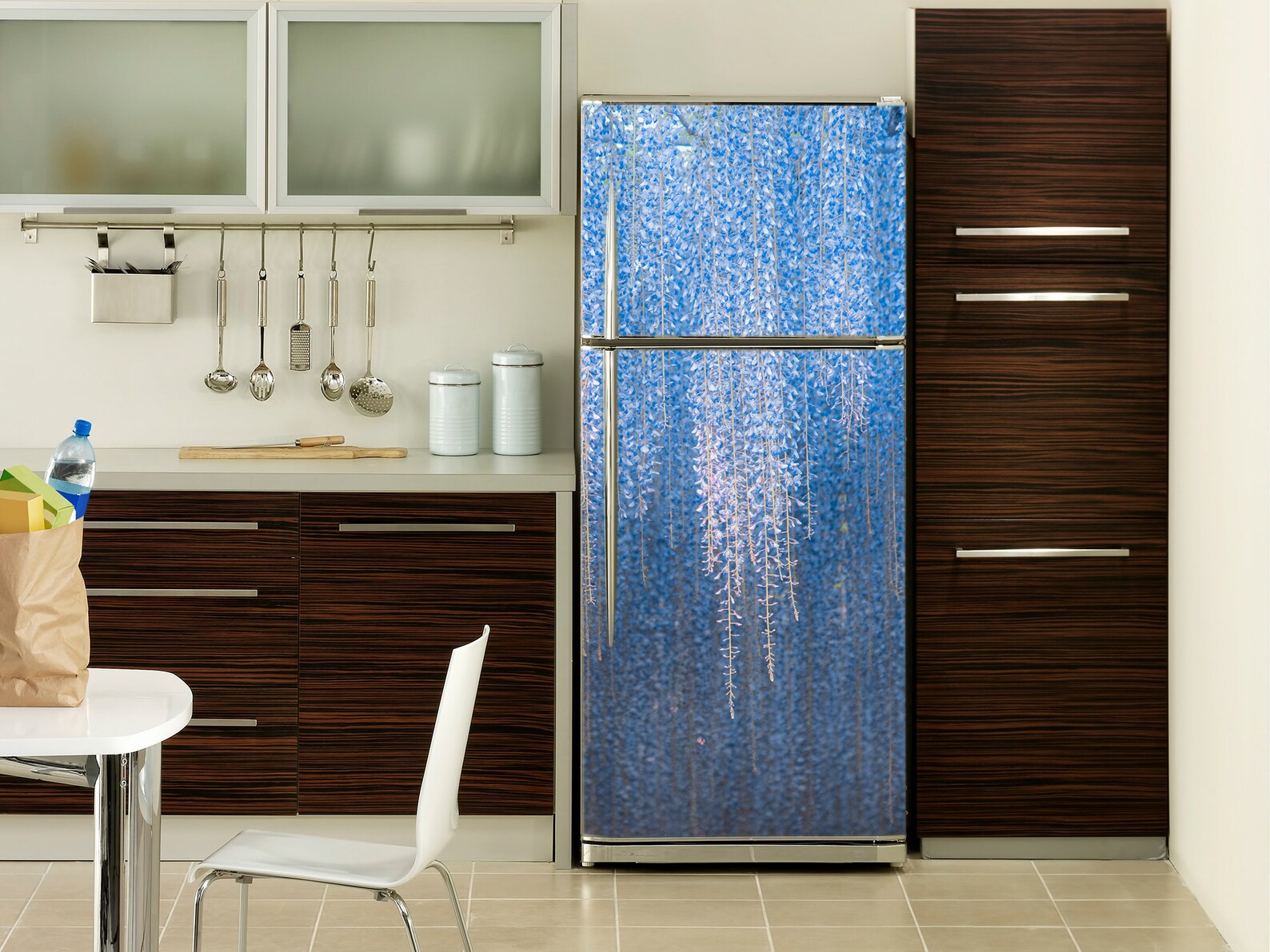 Blue Floral Fridge Wrap Art Refrigerator Vinyl Sticker Peel | Etsy