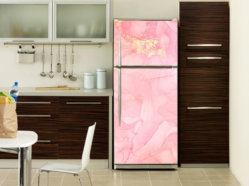 Pink Fridge Wrap Marble Refrigerator Decal Cover Peel and - Etsy