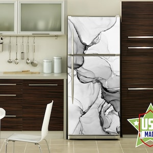 Grey Marble Decal Not Metallic Fridge Cover Wall Fridge Stickers Peel ...