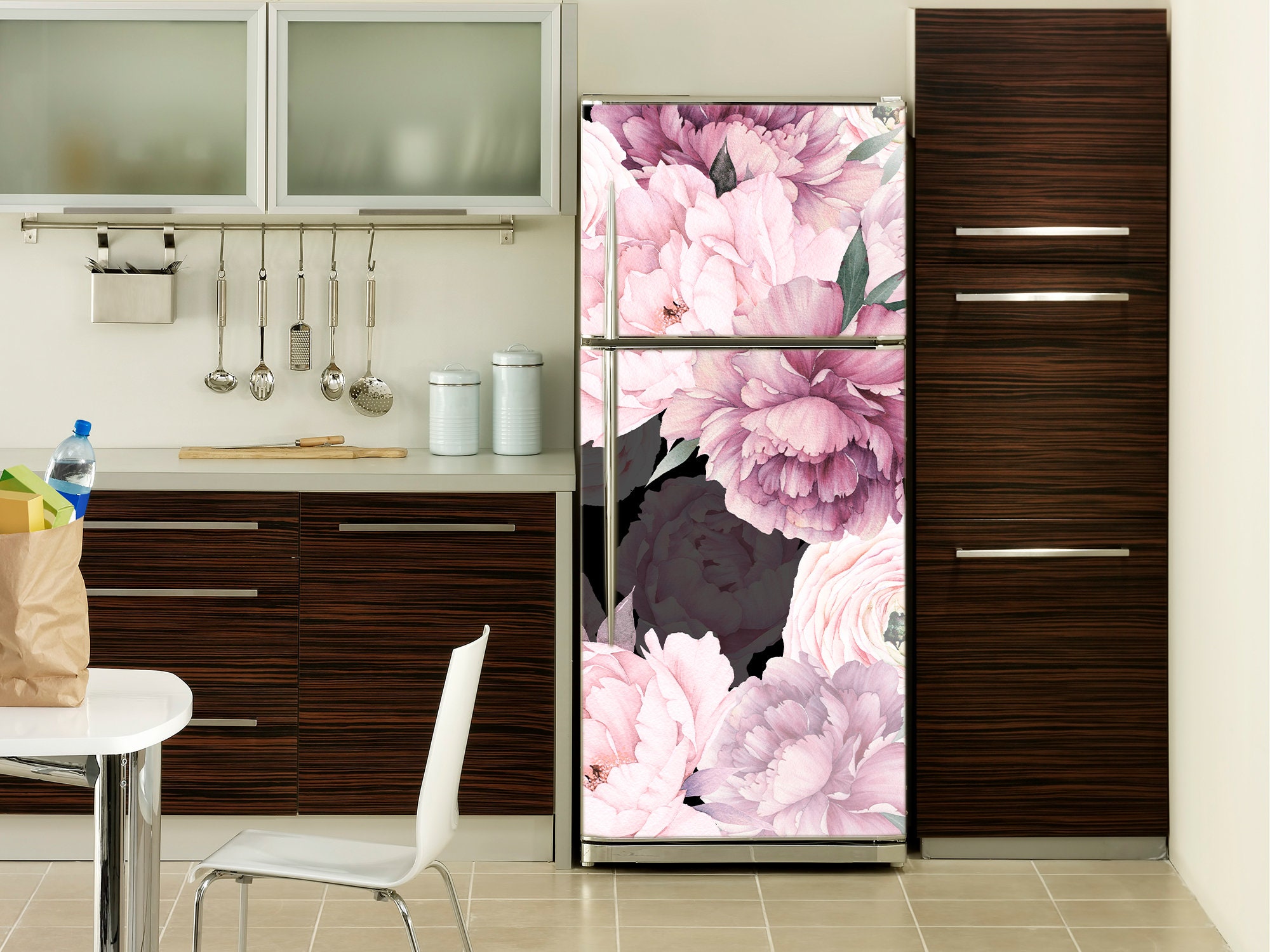 Peony Flower Decal Fridge Peonies Floral Wall Fridge | Etsy