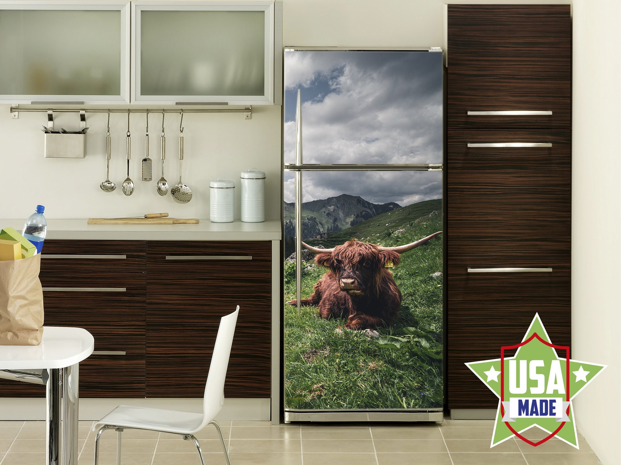 Cow Decal Fridge Wall Fridge Stickers Peel Stick, Self Adhesive Sticker ...