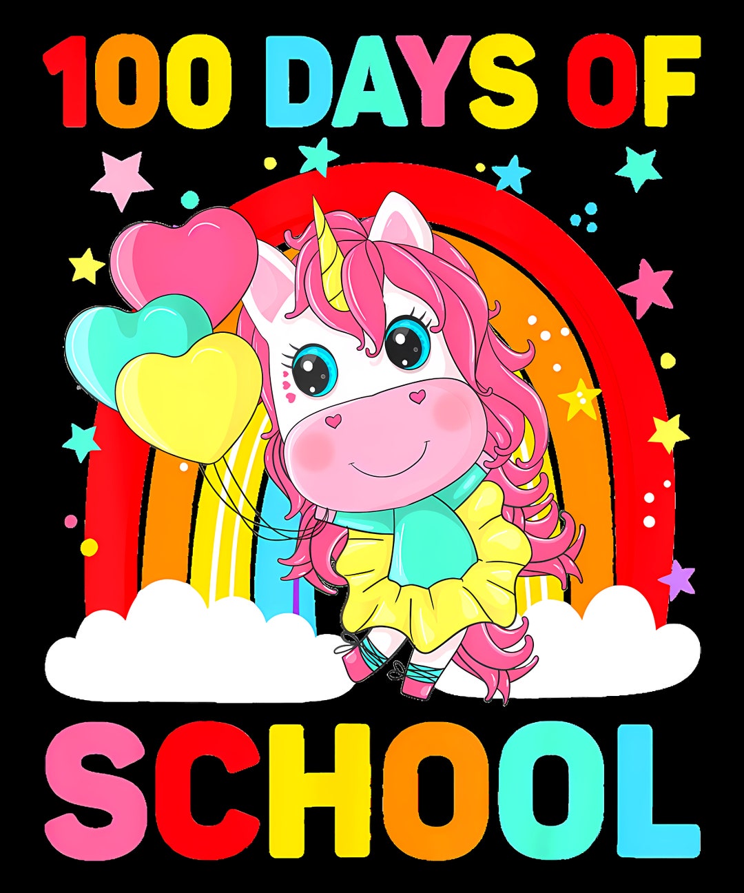 Cute 100 Days of School Unicorn Rainbow 100 Days Smarter , Png Files - Etsy