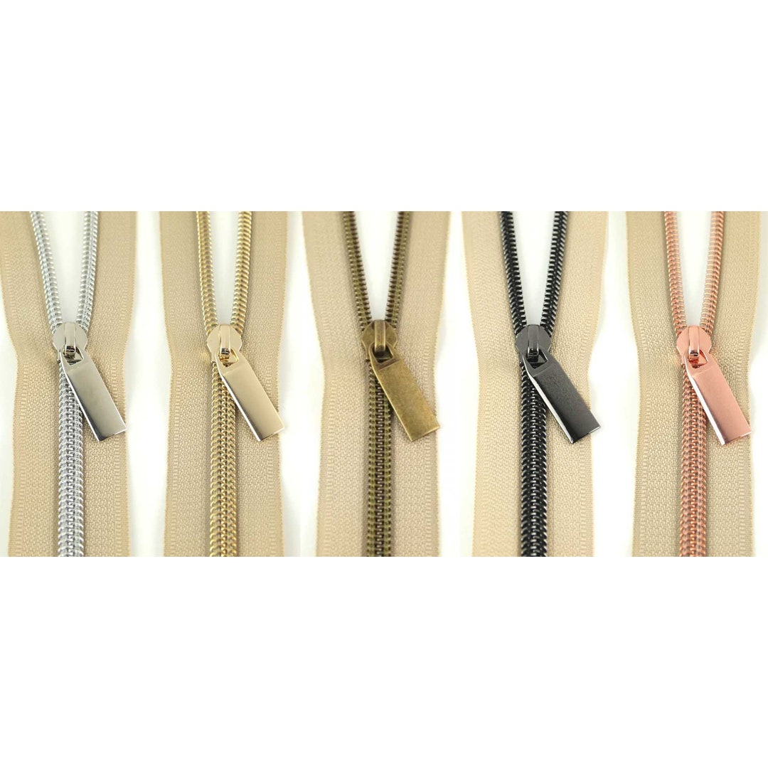 Beige #5 or #3 Nylon Coil Zippers: 3 Yards With 9 Pulls - Etsy