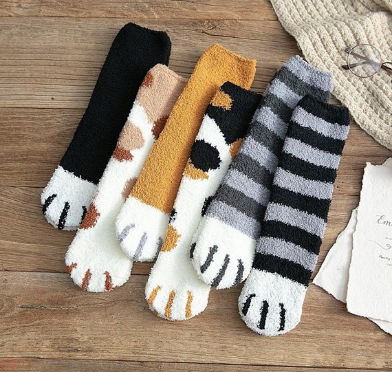 Fuzzy Warm Cat Bean Socks/ Cute Korean Socks/ Toe Beans/ Cat | Etsy