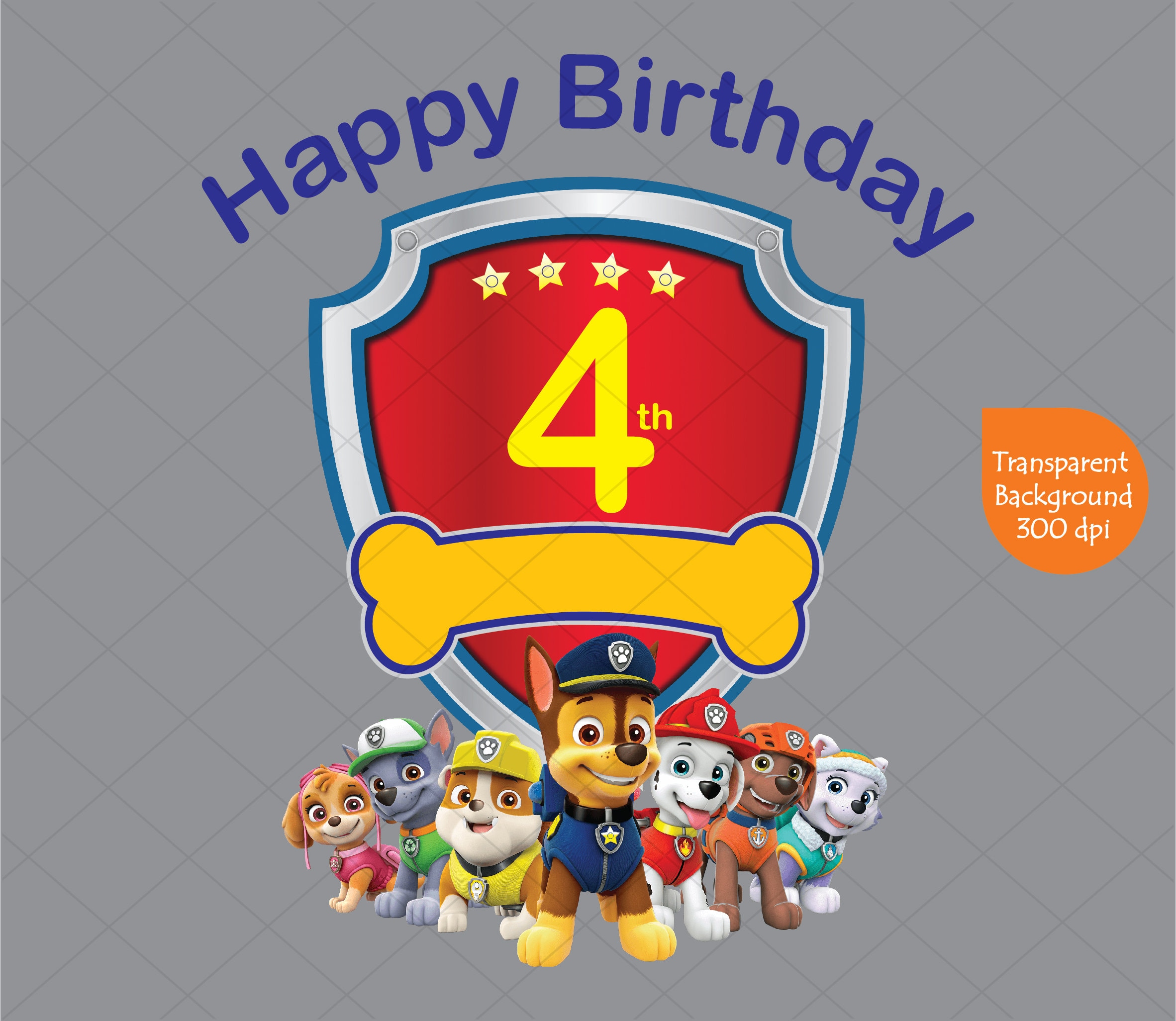 Paw Patrol 4th Birthday Boy Clipart Happy Birthday Printable | Etsy
