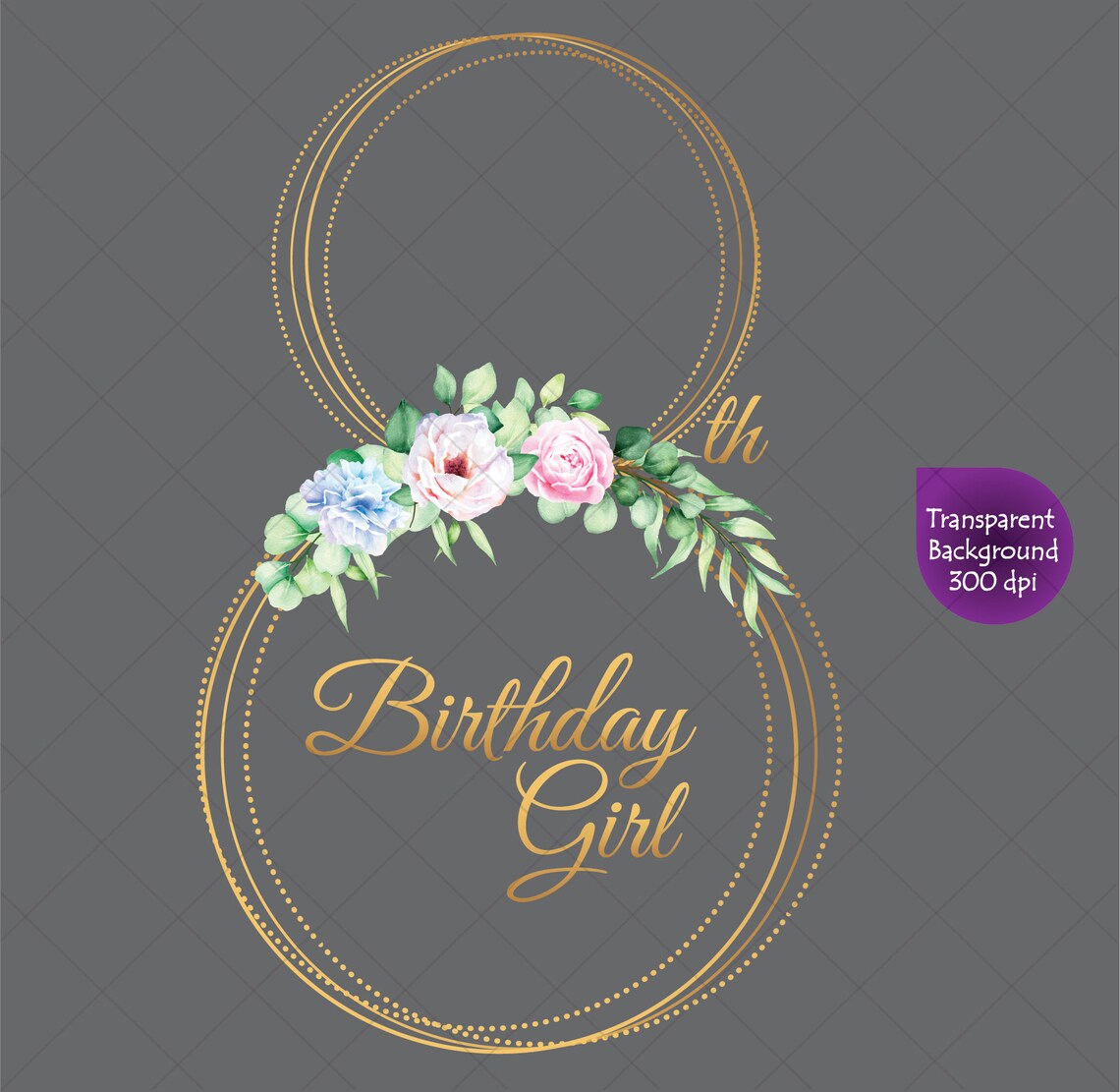 8th Birthday Girl Clipart Birthday Party T-shirt Image | Etsy