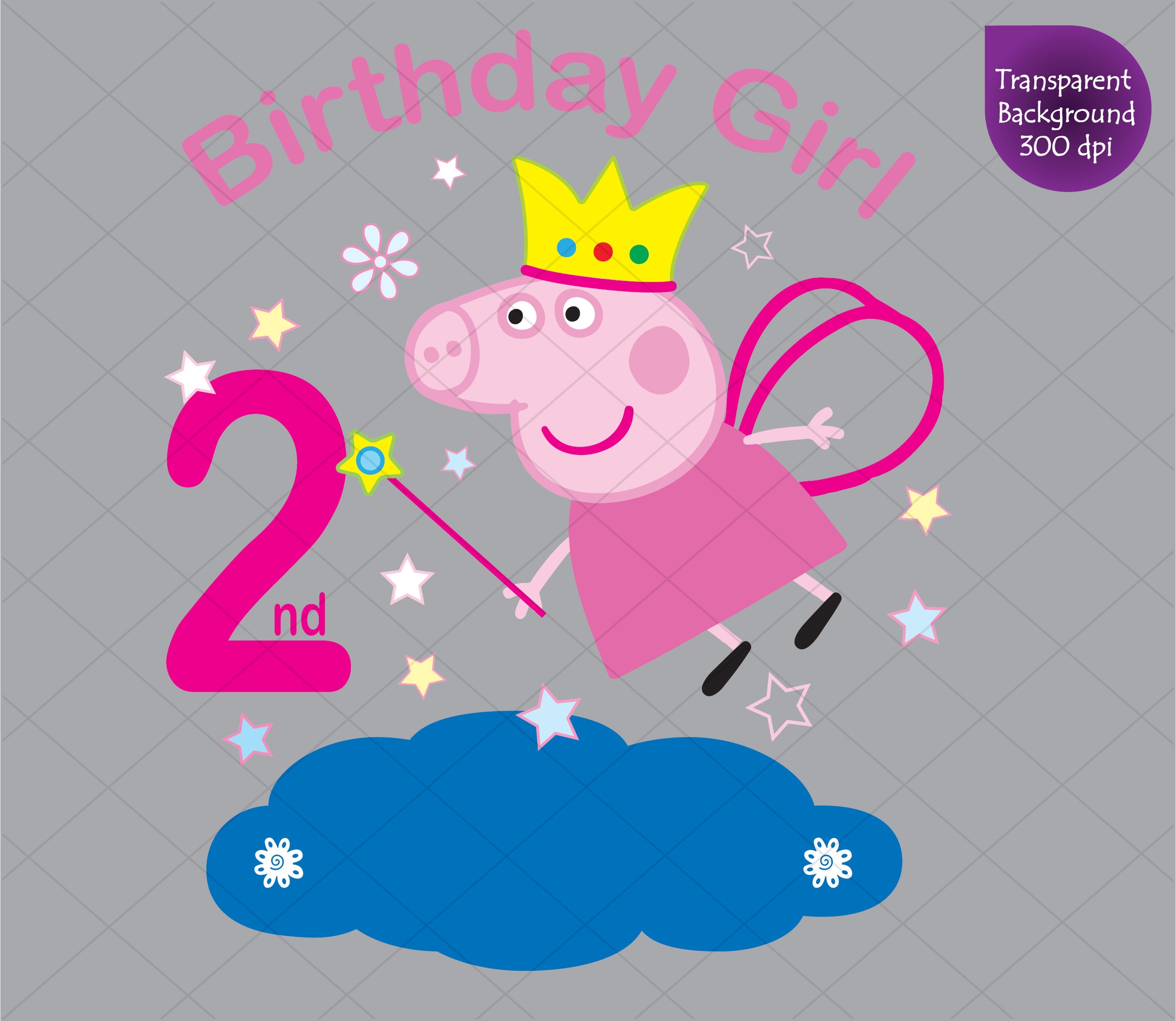 Peppa Pig 2nd Birthday Girl Clipart Peppa Pig svg Printable | Etsy
