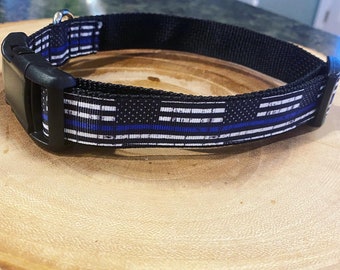 Paracord Thin Blue Line Dog Collar - Etsy