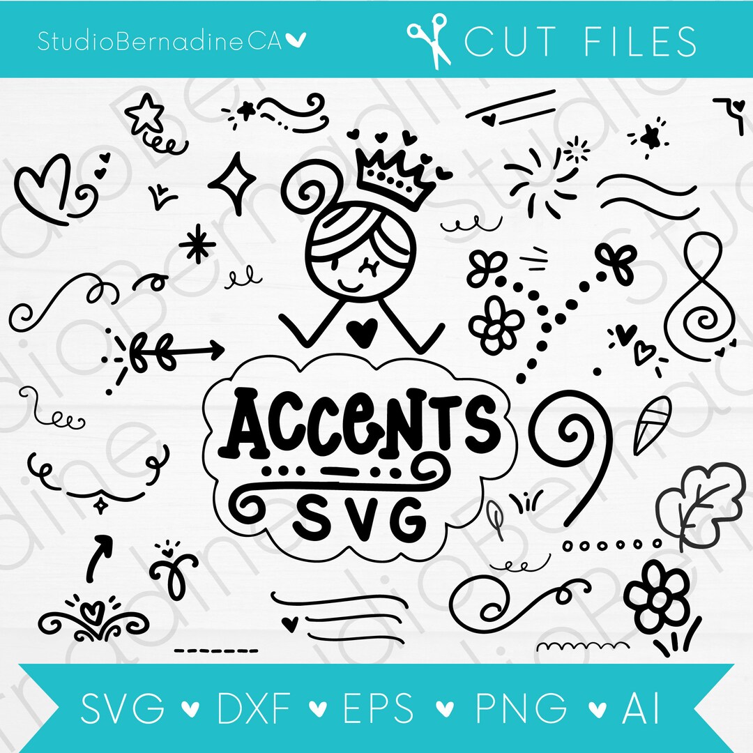 Hand Drawn Accents SVG, Decorative Accent Embellishments Set, Handdrawn ...