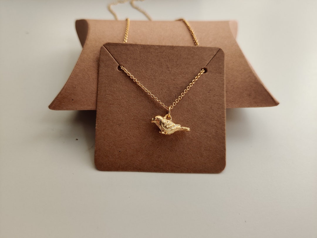 Gold Sparrow Necklace on Dainty Shiny GOLD Chain Minimal - Etsy