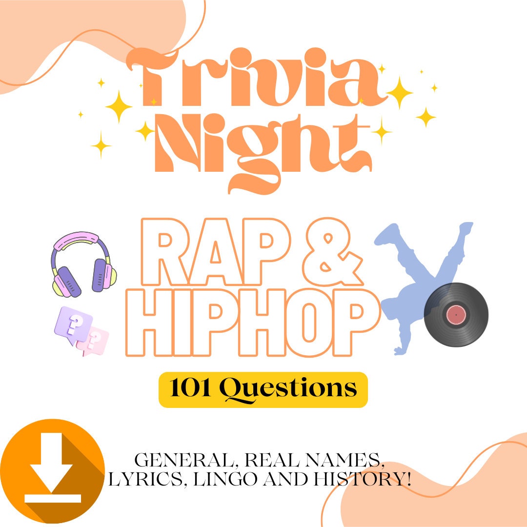 100+ Rap & Hip Hop Trivia Questions Instant Download Printable Game ...