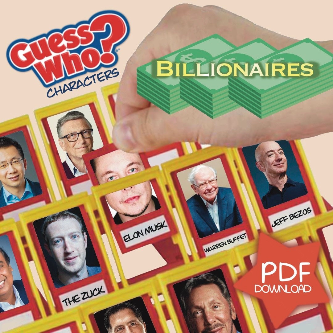 Instant Download PDF BILLIONAIRES Guess Who Cards Personalized DIY Gift ...