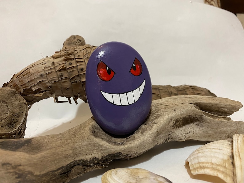 Handmade Gengar Stone Painting: Cartoon Character Pebble Art - Etsy