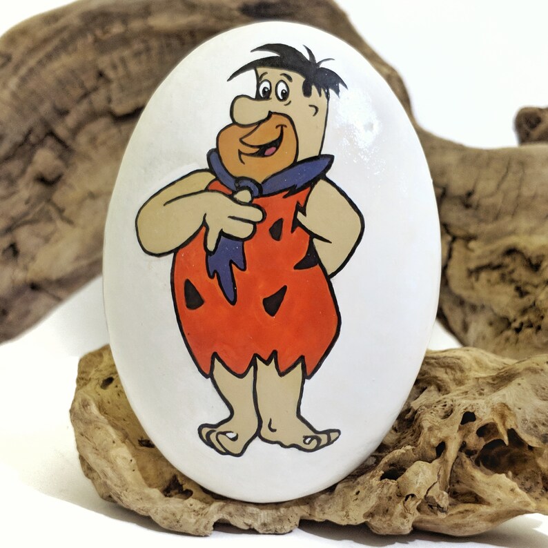 BAM BAM! Fred Flintstone Hand-painted Natural Stone Art - Yabba Dabba ...