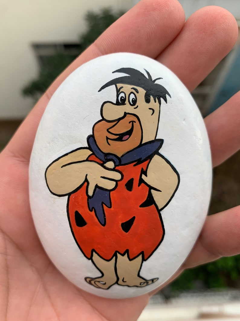 BAM BAM! Fred Flintstone Hand-painted Natural Stone Art - Yabba Dabba ...