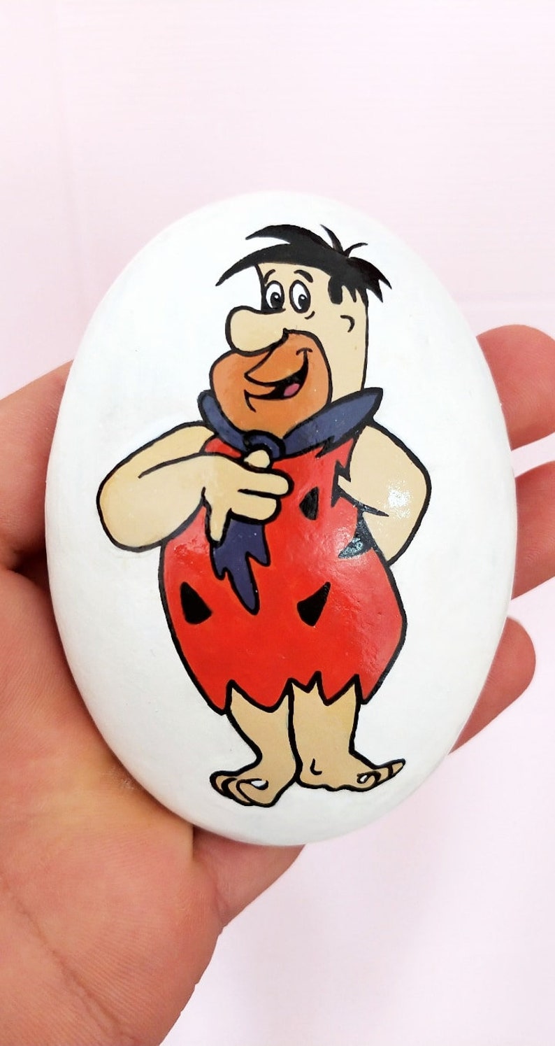 BAM BAM! Fred Flintstone Hand-painted Natural Stone Art - Yabba Dabba ...