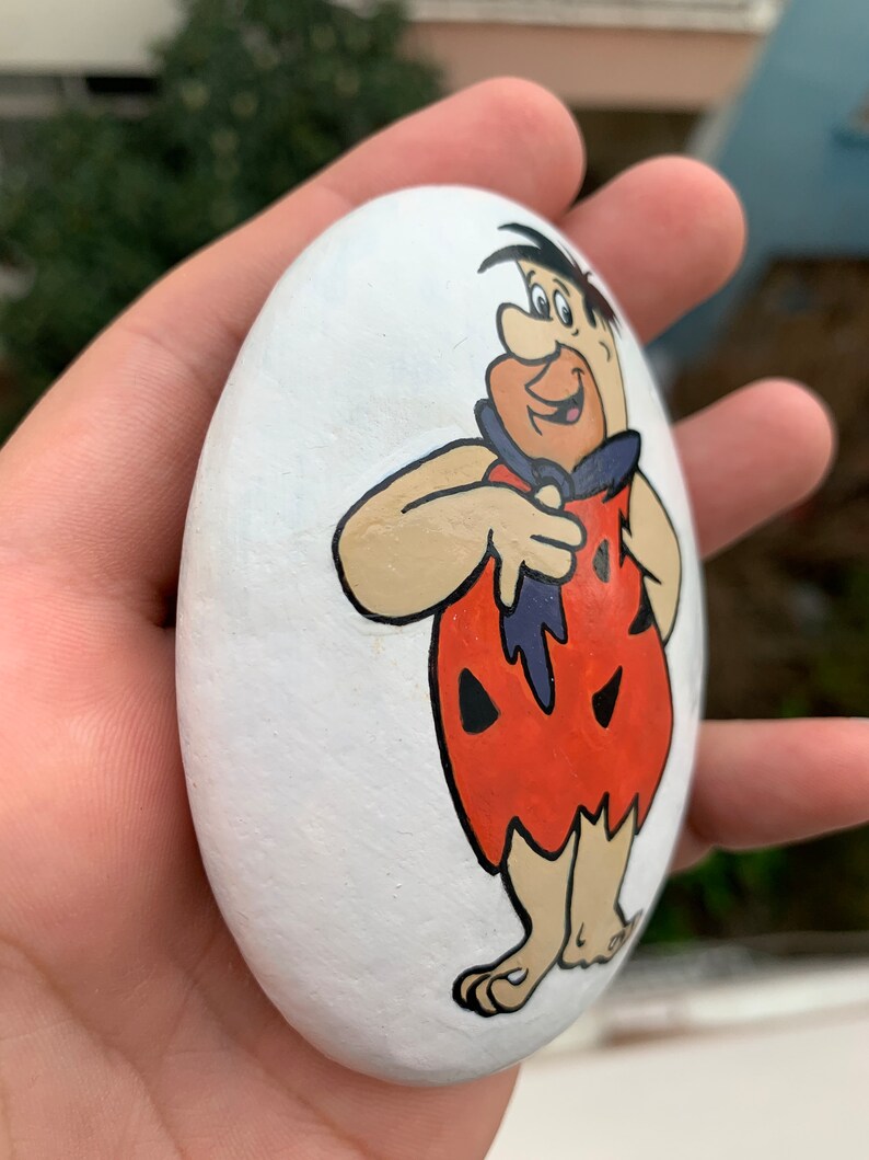 BAM BAM! Fred Flintstone Hand-painted Natural Stone Art - Yabba Dabba ...