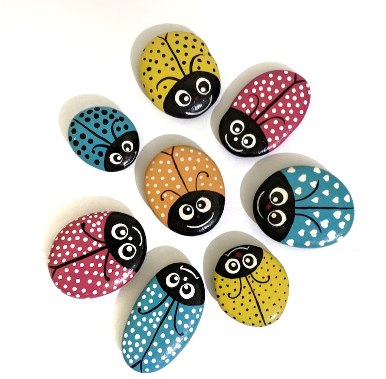 Handmade Ladybug Painted Stone: Home Decor Pebble Art - Etsy