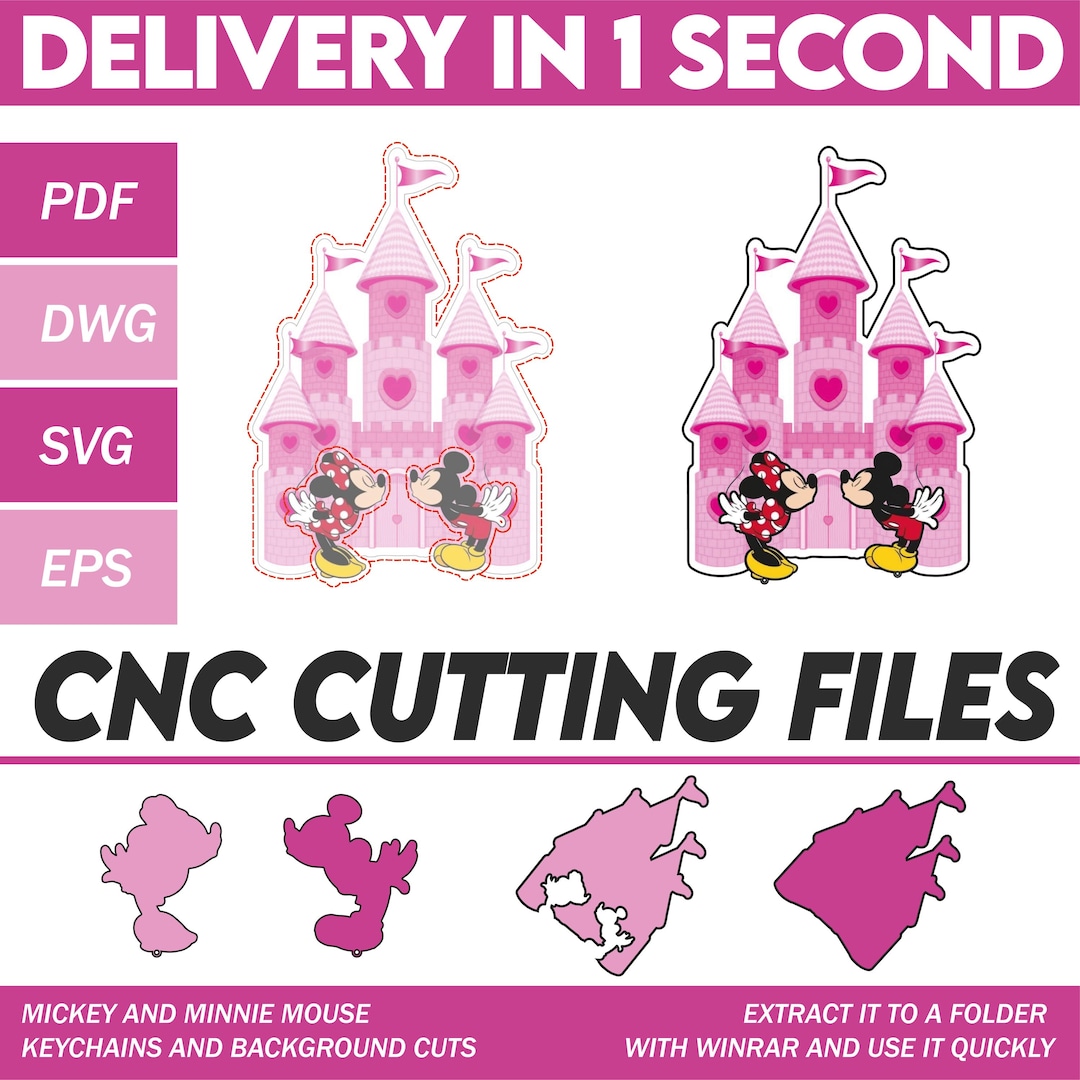 Mickey and Minnie Mouse Couple Keychain Cut - Print File Drawing for ...