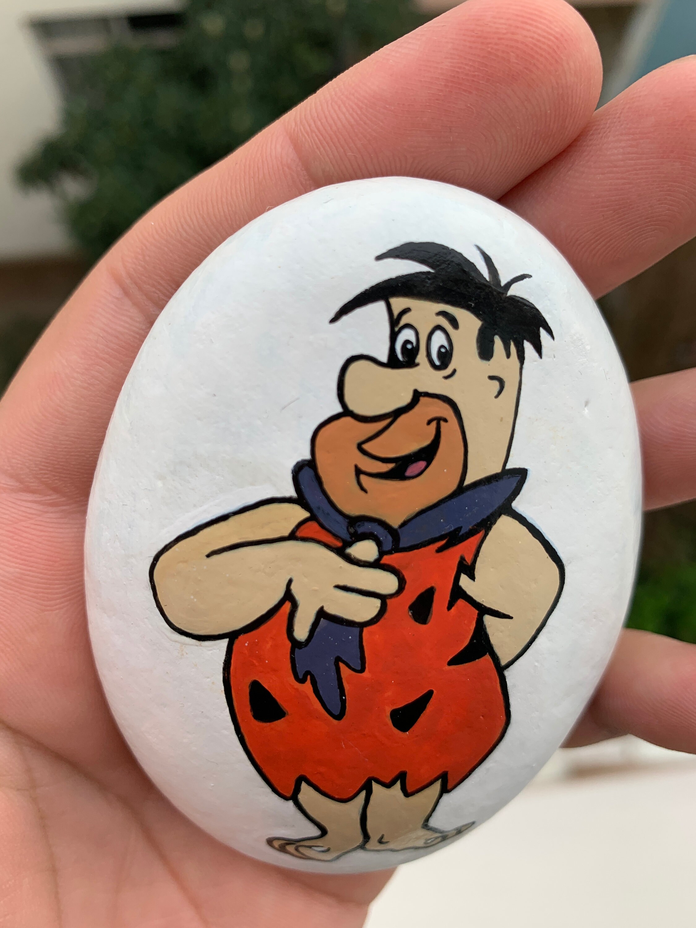 BAM BAM! Fred Flintstone Hand-painted Natural Stone Art - Yabba Dabba ...