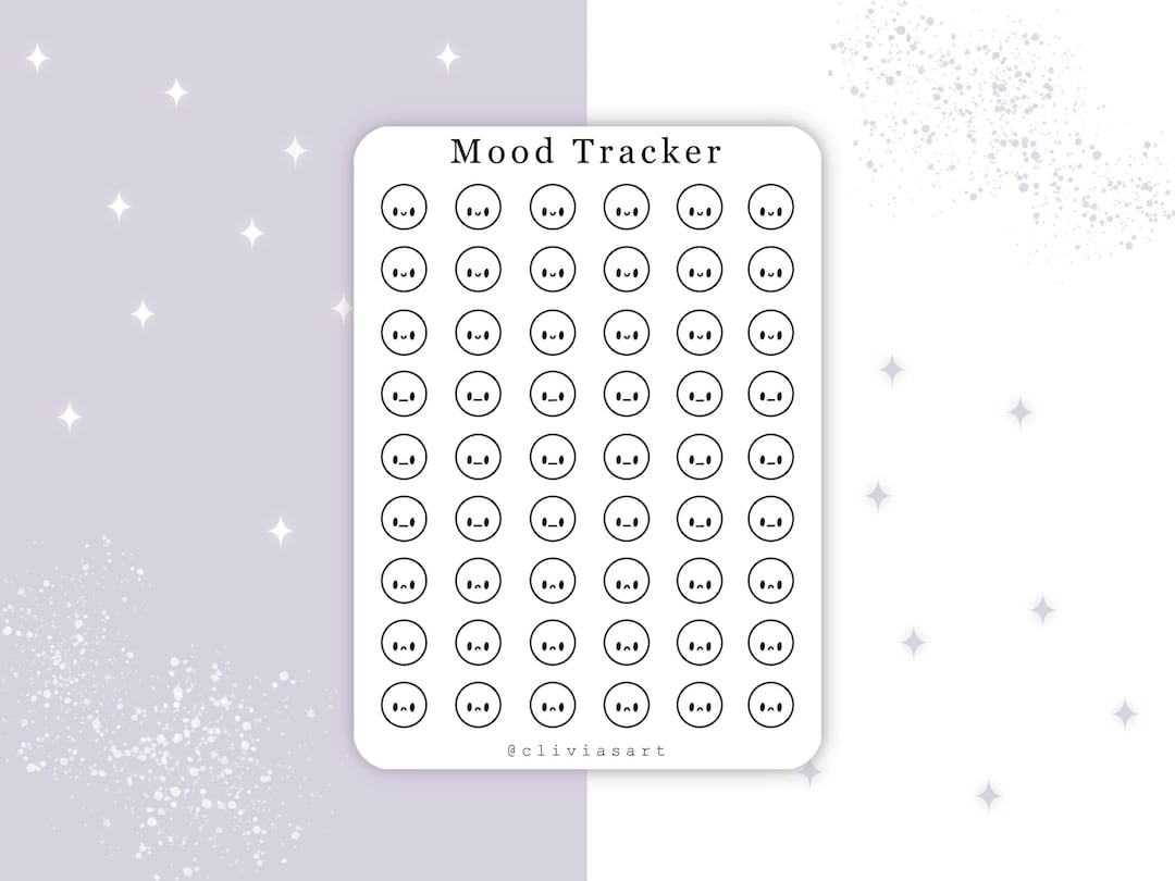 Mood Tracker Mini Sticker Sheet 3 Moods Smileys Simplistic Sheet Bullet ...