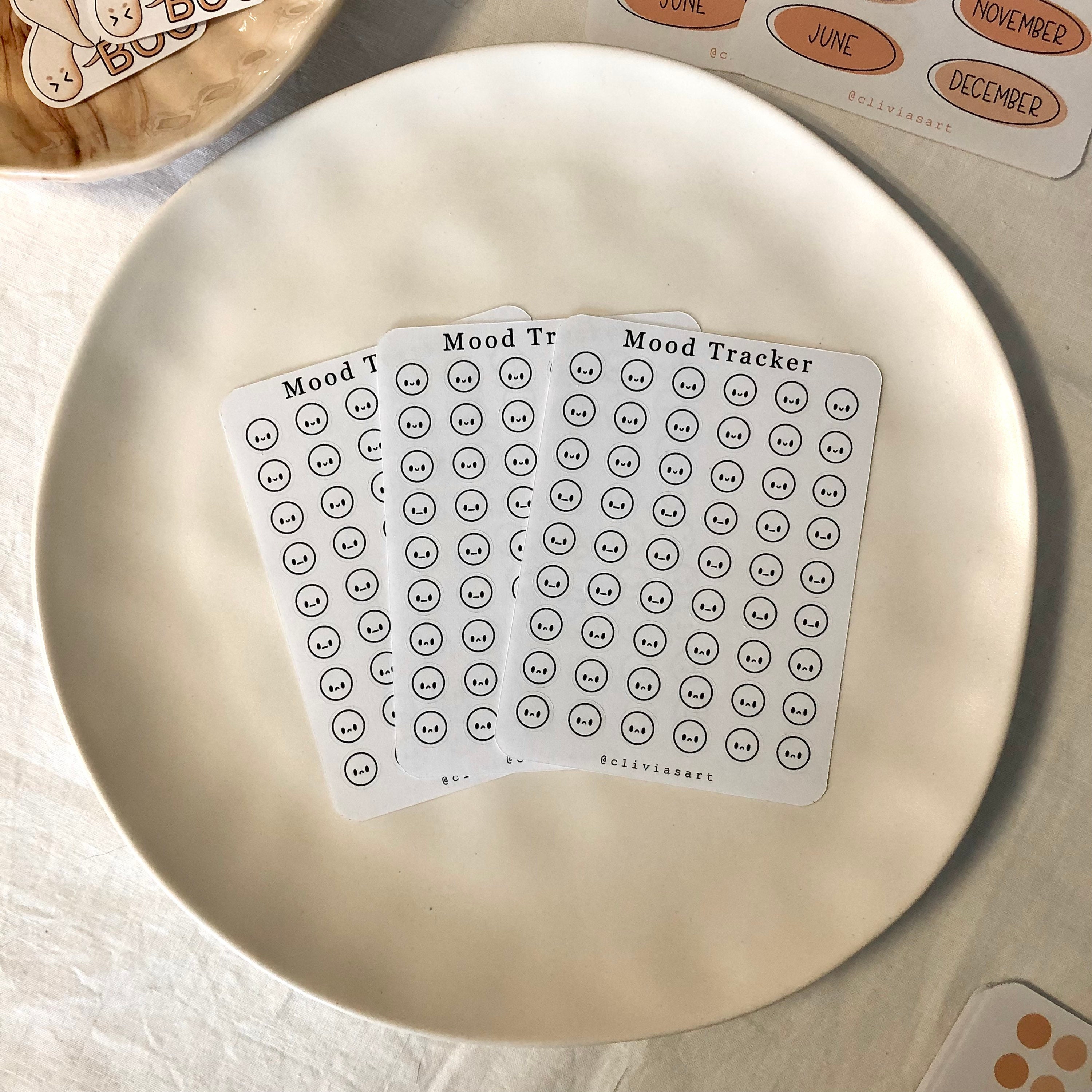 Mood Tracker Mini Sticker Sheet - 3 Moods - Smileys - Simplistic Sheet ...
