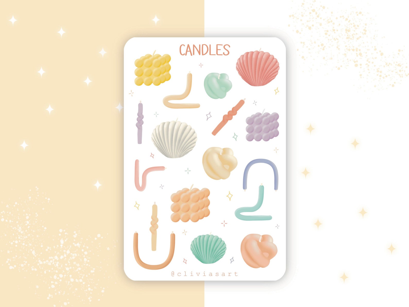Candles Sticker Sheet Modern Candle Designs Matte Sticker Paper 17 ...